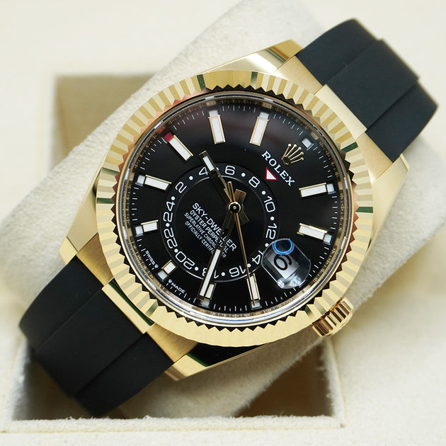 Rolex Sky-Dweller Yellow Gold Black Dial Watch | 336238 | FCT
