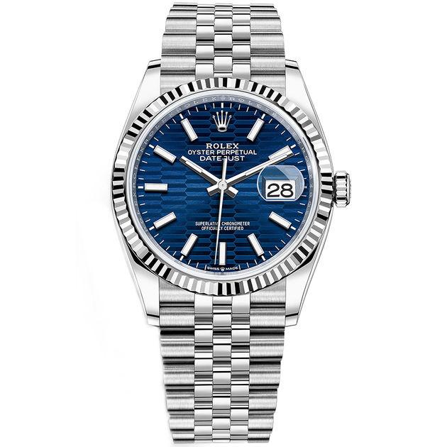 Rolex Datejust II Bright Blue, Fluted Motif Dial Watch | 126234