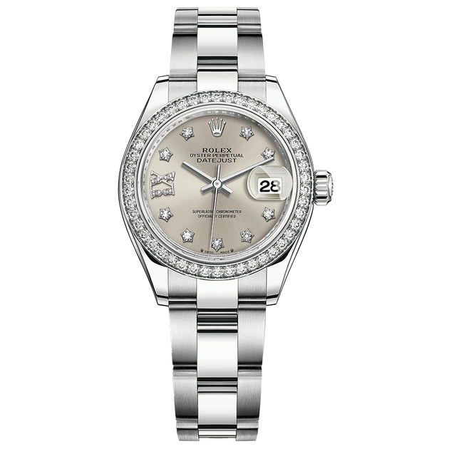 Rolex Lady-Datejust Silver Diamond Star Dial Diamond Bezel 28mm 279384